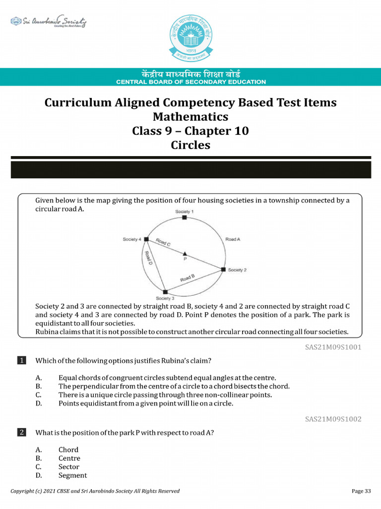 Circle Grade 9 CBSE | PDF