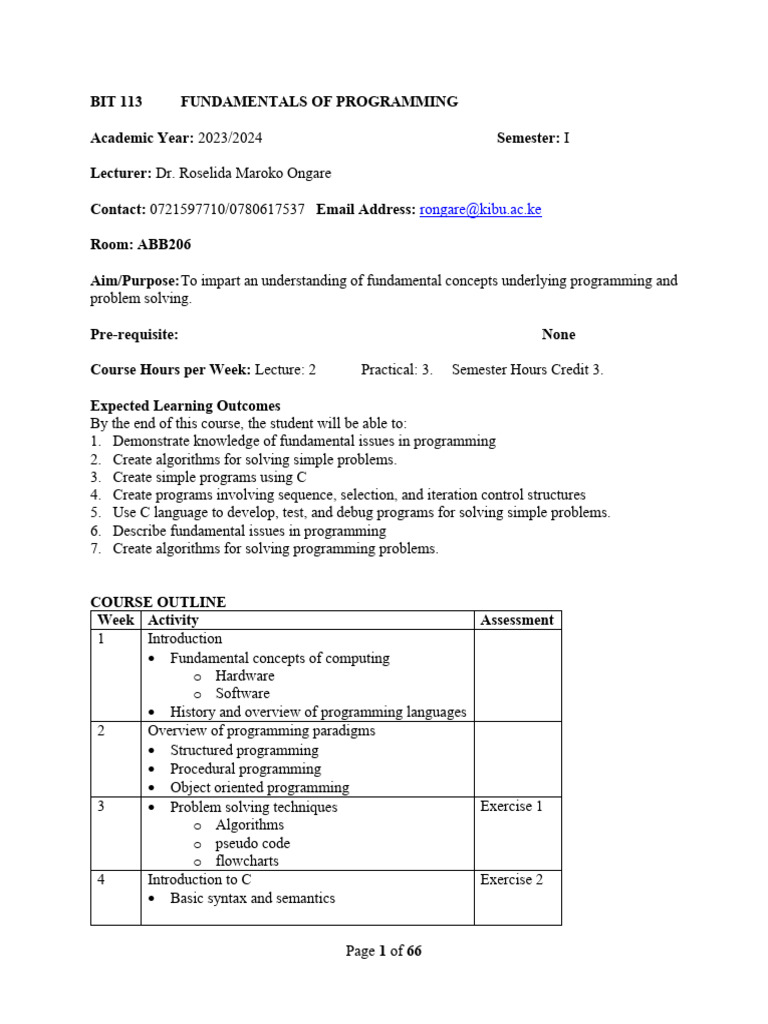 Bit 113fundamentals of Programming Part One | PDF | World Wide Web | Internet & Web
