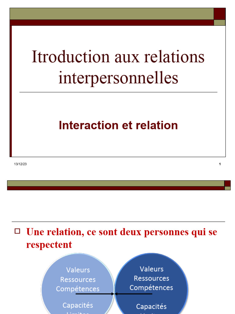 Introduction aux relations interpersonnelles | PDF | la communication ...