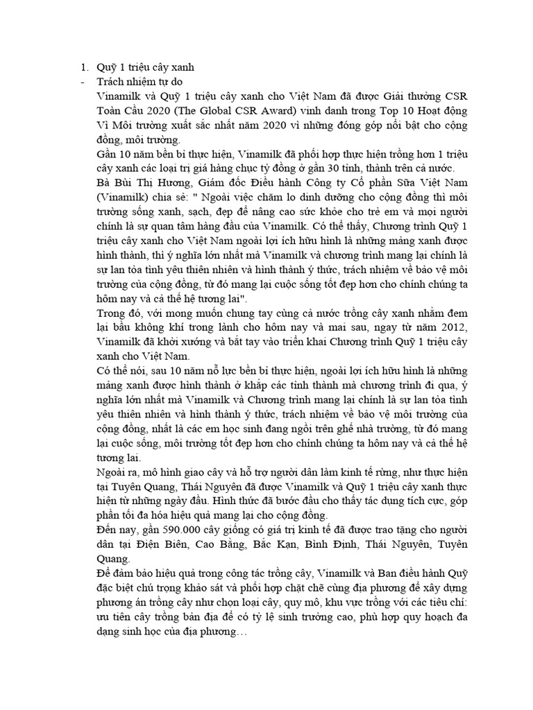 Vinamilk - TNXH | PDF