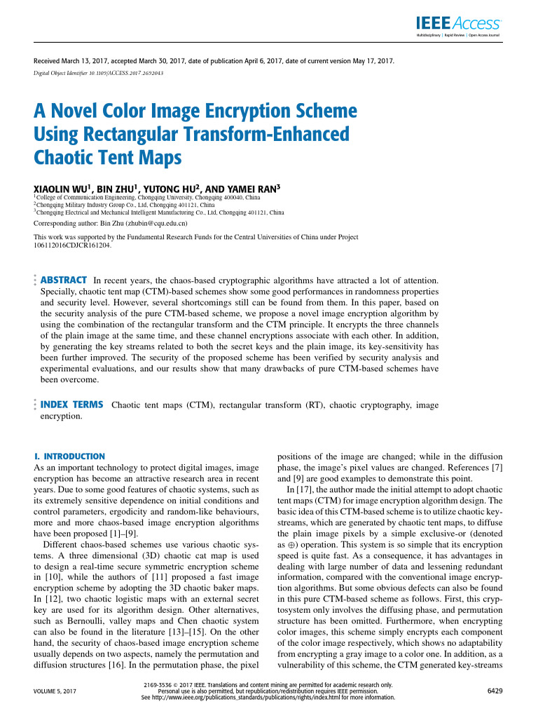 A Novel Color Image Encryption Scheme Using Rectangular Transform-Enhanced Chaotic Tent Maps ...