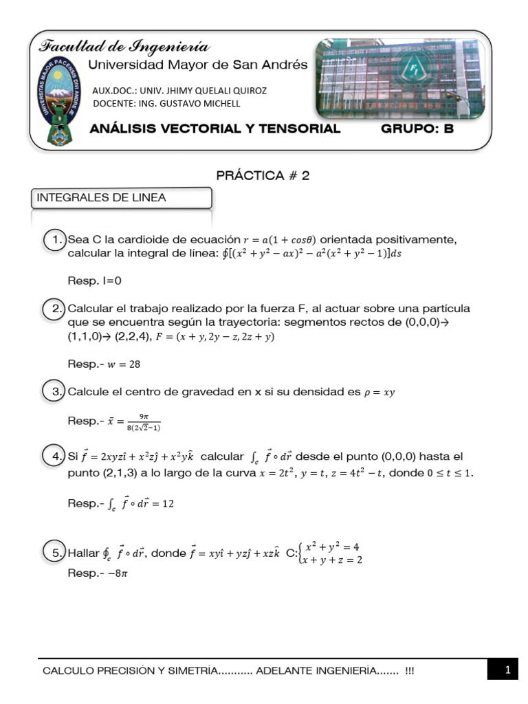 segunda practica 1°p | PDF | Integral | Vector Euclidiano