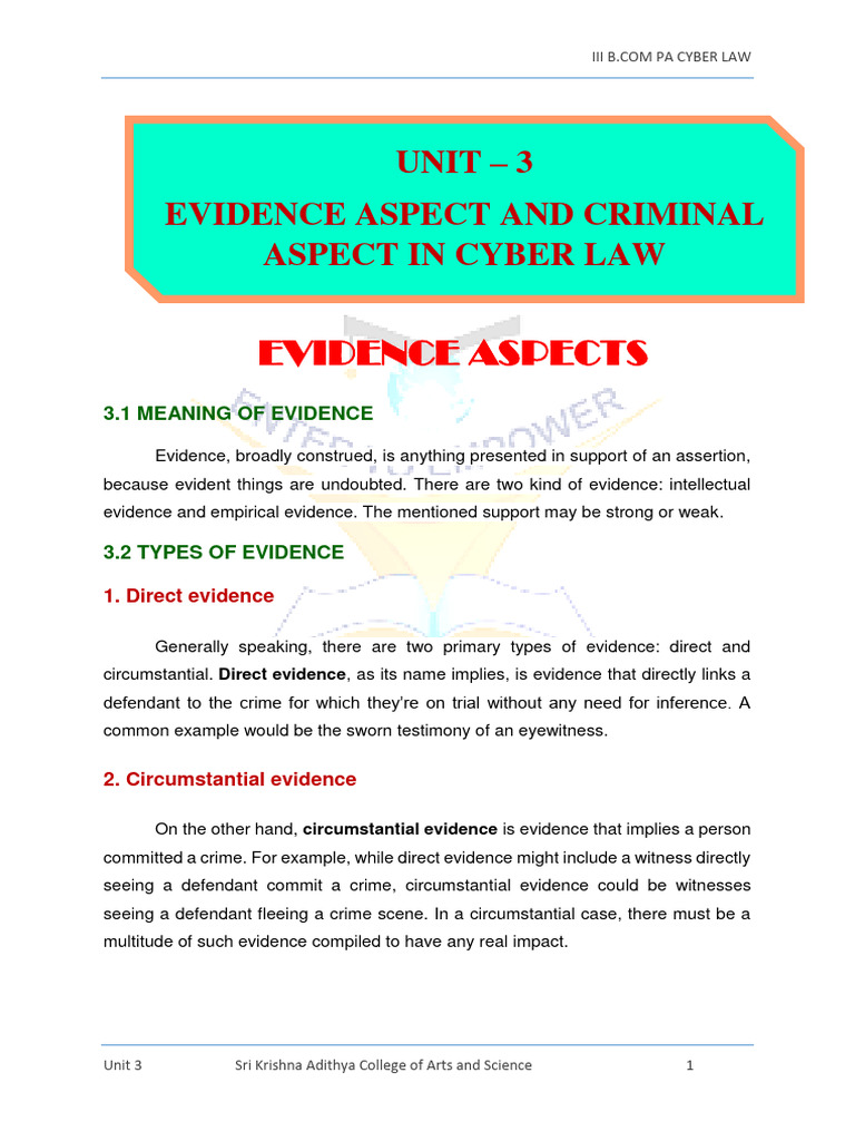 Unit 3 Cyber Law Notes | PDF | Evidence (Law) | Password