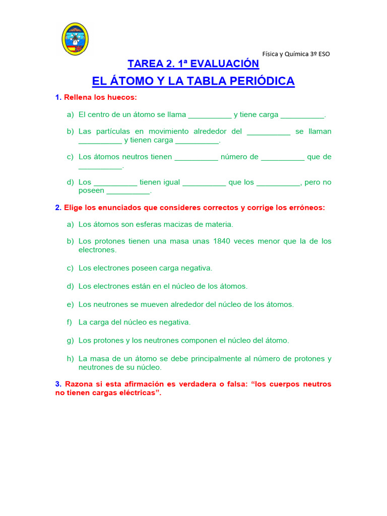 Tarea 2. Átomo y Tabla Periódica | PDF | Átomos | Núcleo atómico