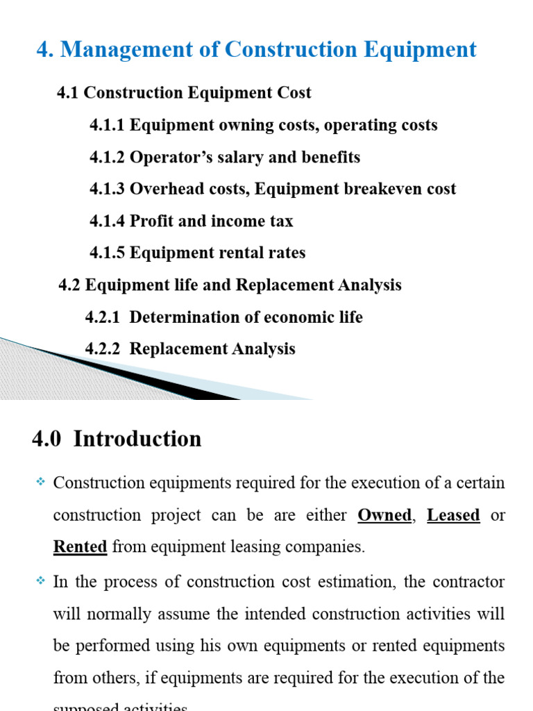EQUIP CH-4 - Equipment Cost, Life and Replacement Analysis | PDF ...