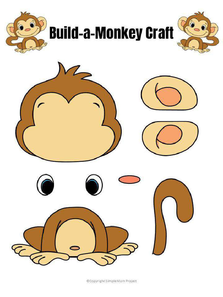 Easy Build-a-Monkey Craft For Kids With FREE Template - Simple Mom Project - Jpeg | PDF