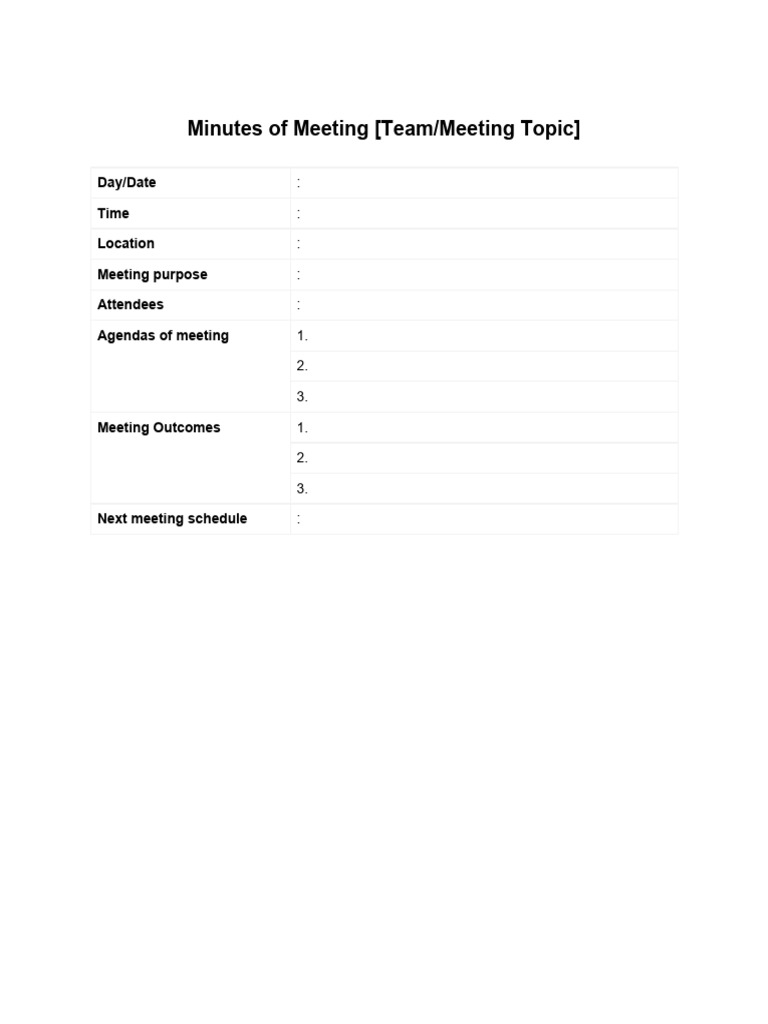 Template Notulen Rapat Yang Umum Digunakan - Bahasa Inggris | PDF ...