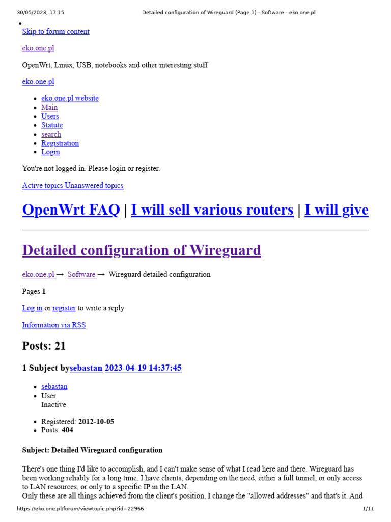 Detailed Configuration of Wireguard (Page 1) - Software - Eko - One.pl | PDF | Computer Network ...