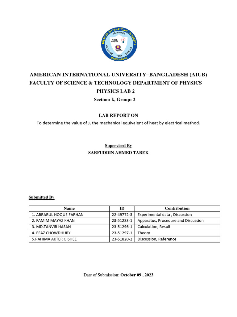 Physics2 Lab Report 2 Done | PDF | Heat | Celsius