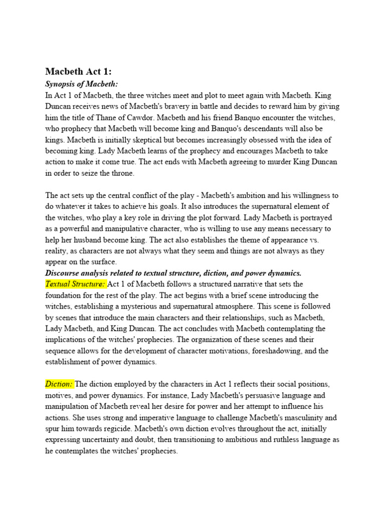 Macbeth Act 1 | PDF | Macbeth