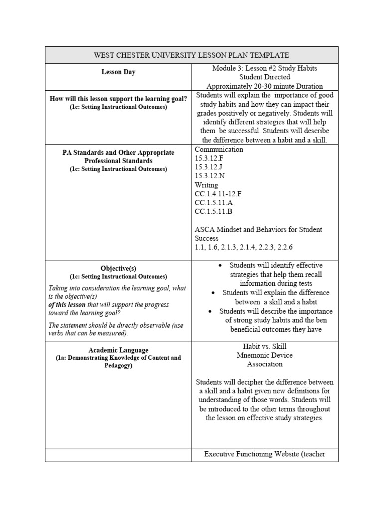 Module 3 Lesson 2 Study Habits | PDF | Learning | Change