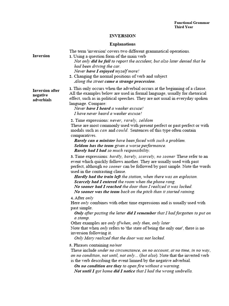 FG Inversion 2 | PDF | Verb | Grammar