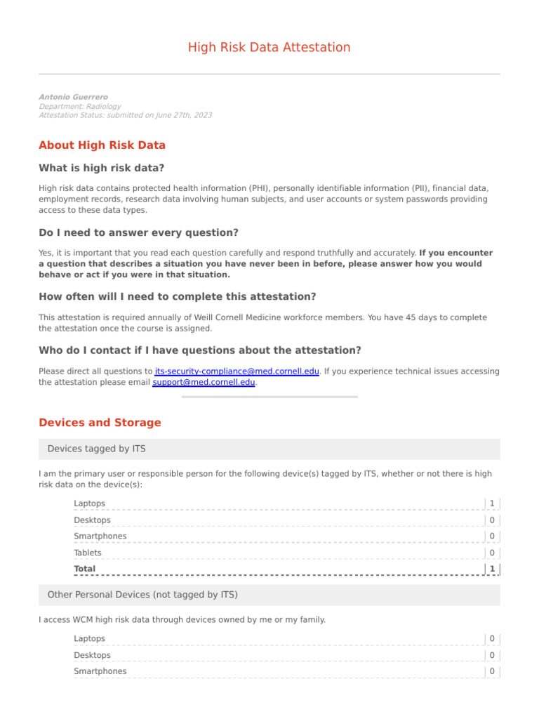 High Risk Data Attestation | PDF | Usb Flash Drive | Computer File