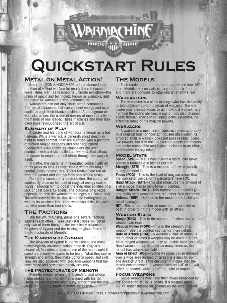 Iron Kingdoms - WarMachine | PDF