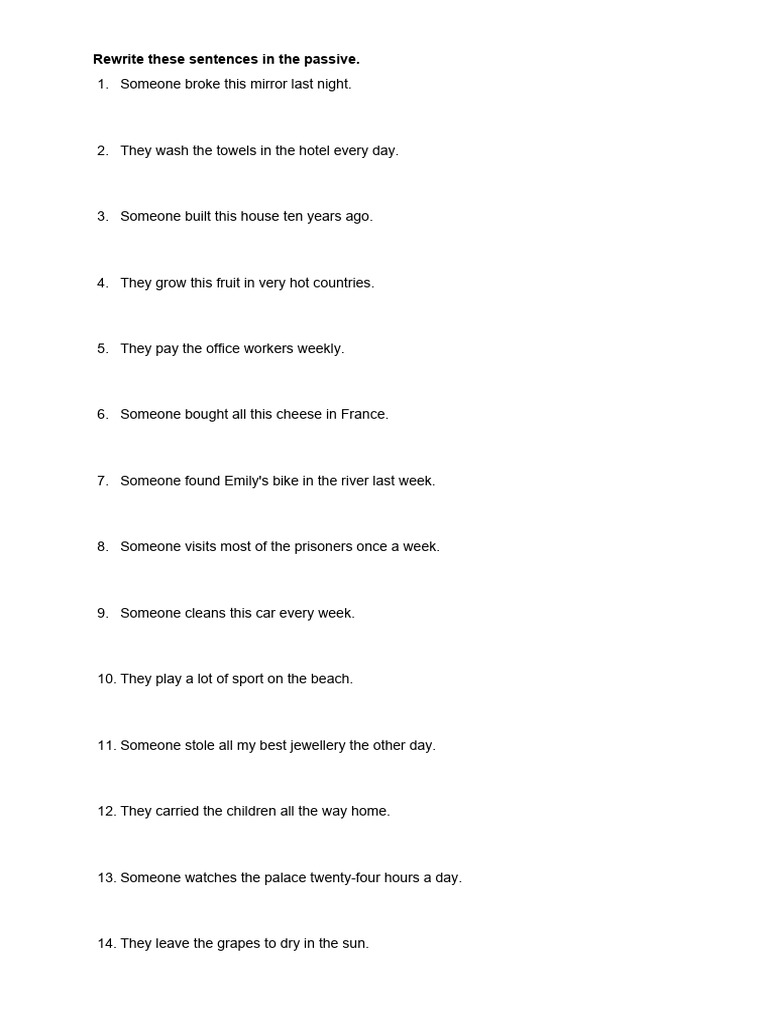 Passive Voice Sentence Transformations | PDF