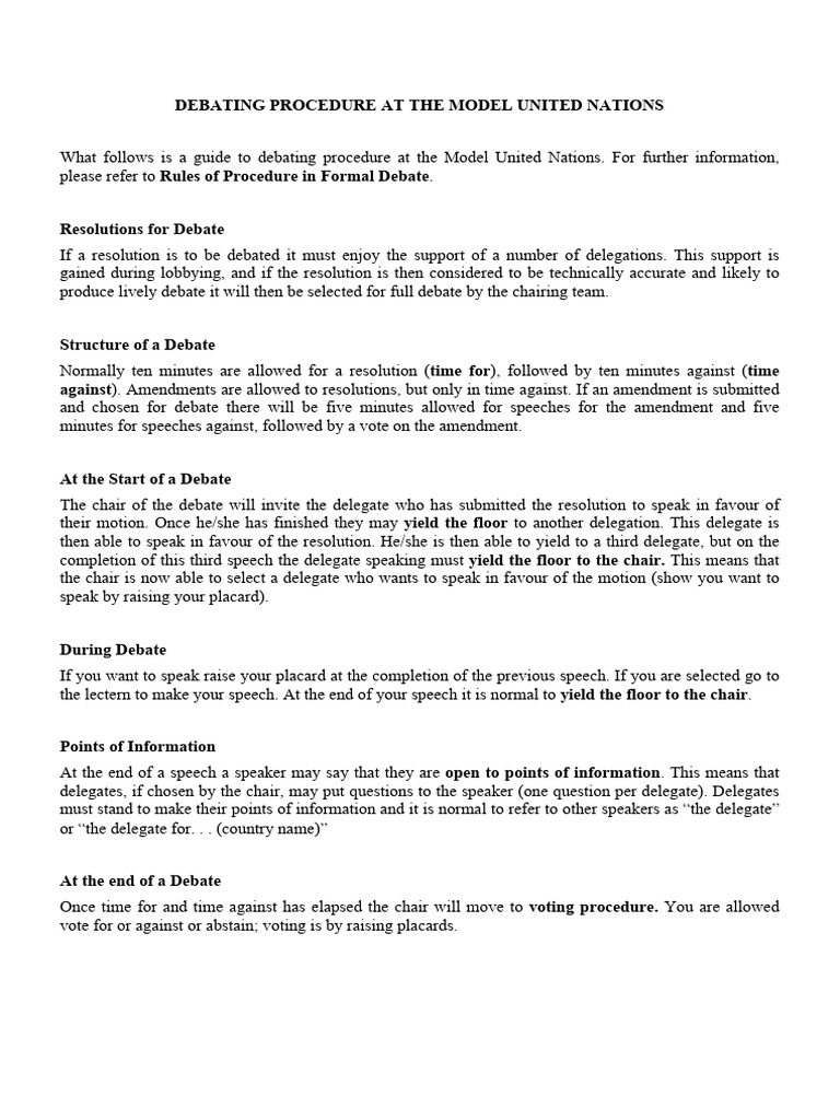 Debating Procedure Made Simple 2020 | PDF