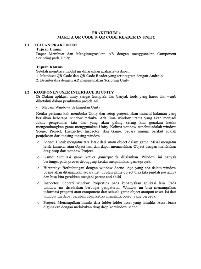 Modul Praktikum 12 - Make A QR Code & QR Code Reader in Unity | PDF