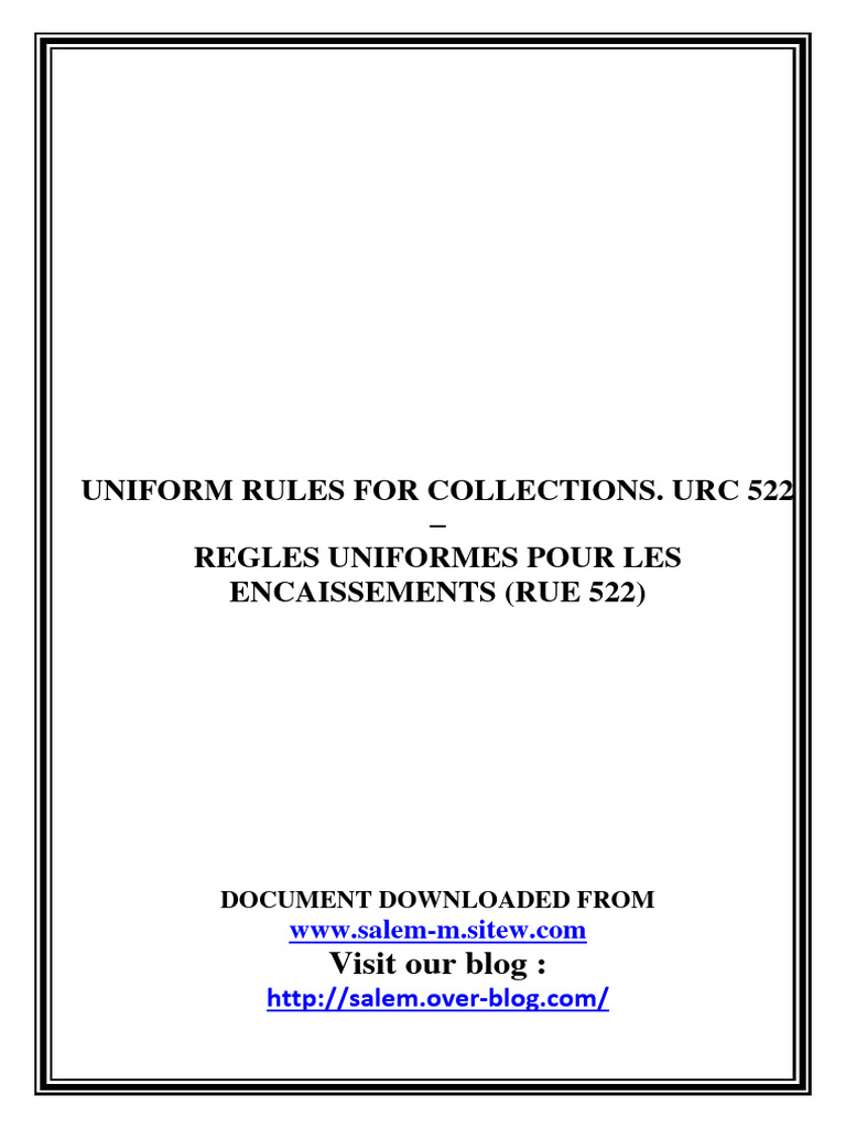 Uniform Rules For Collections Urc 522 | PDF | Negotiable Instrument ...