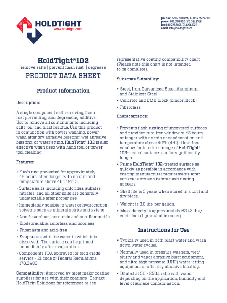 HoldTight PDS 7 29 | PDF | Water | Rust