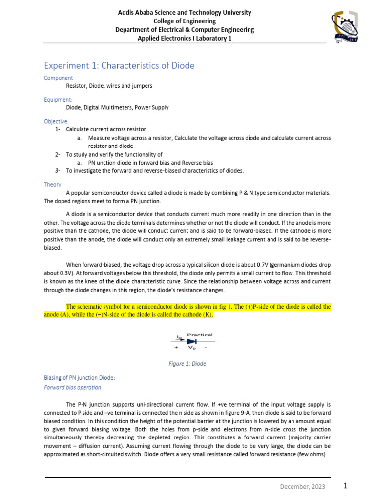 Lab_1 Diode Char & Rectifiers | PDF | P–N Junction | Rectifier
