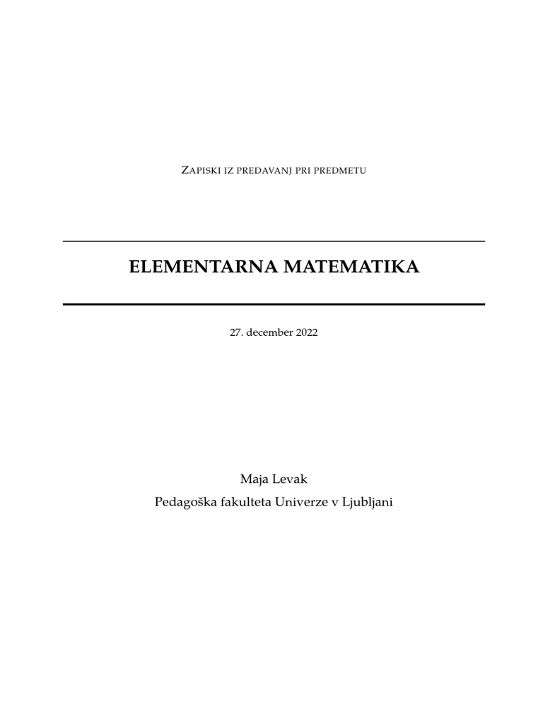 Elementarna Matematika | PDF