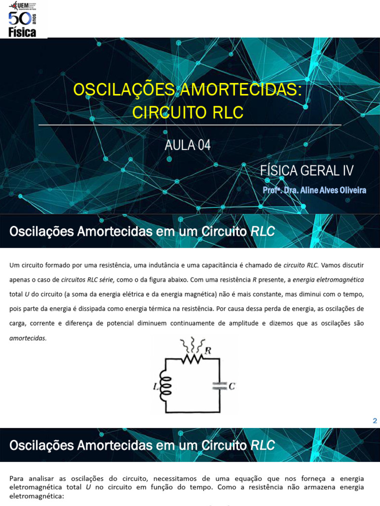 Aula04 Circuito - RLC 2023 | PDF | Rede elétrica | Oscilação