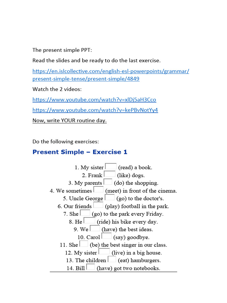 The Present Simple | PDF | Workweek And Weekend