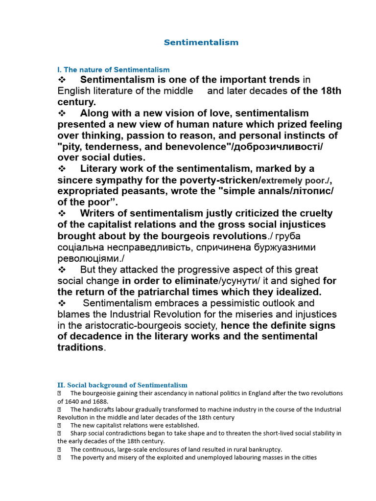 Sentimentalism | PDF | Bourgeoisie