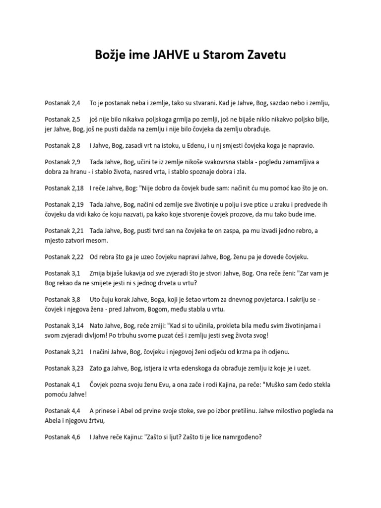 Božje Ime JAHVE U Starom Zavetu | PDF