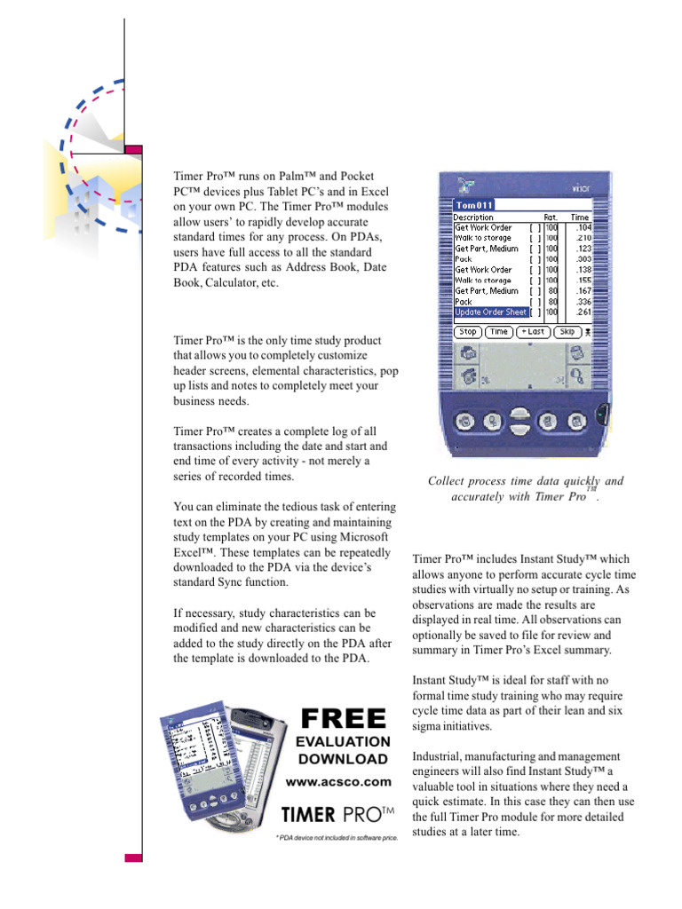 Timer Pro Brochure | PDF | Personal Digital Assistant | Personal Computers