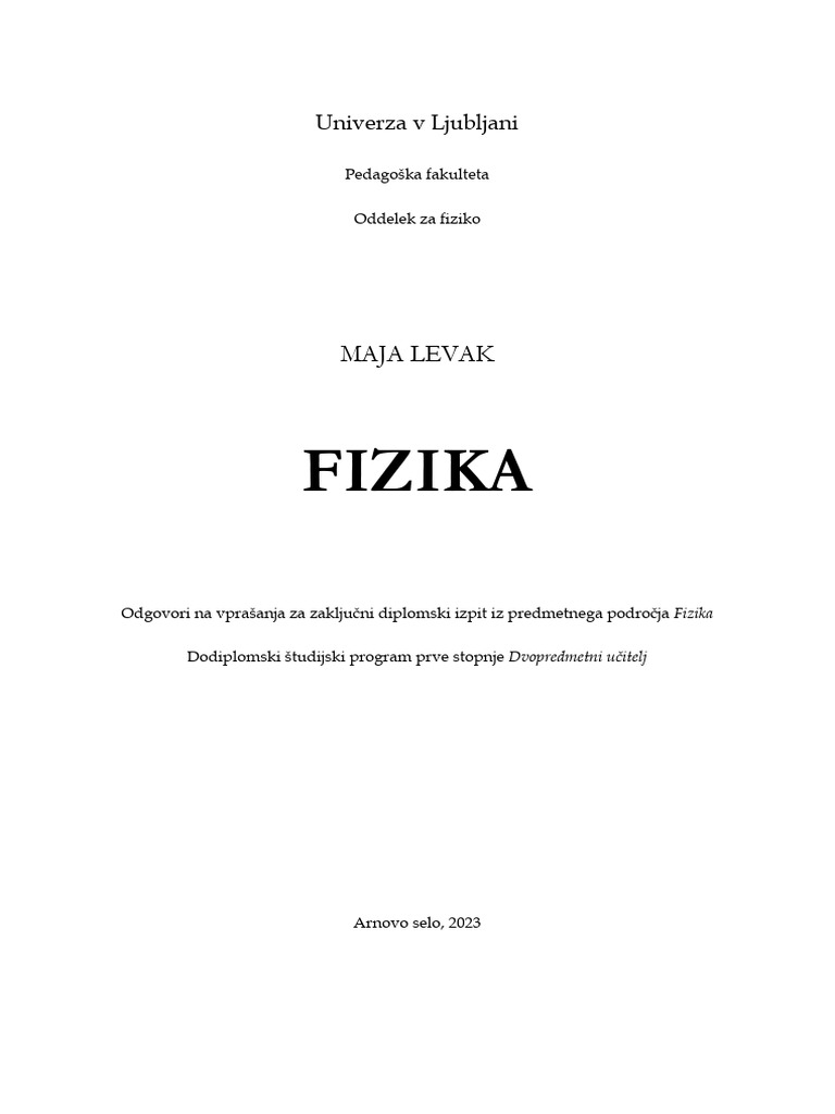Zaključni Izpit Iz Fizike (Zapiski) | PDF