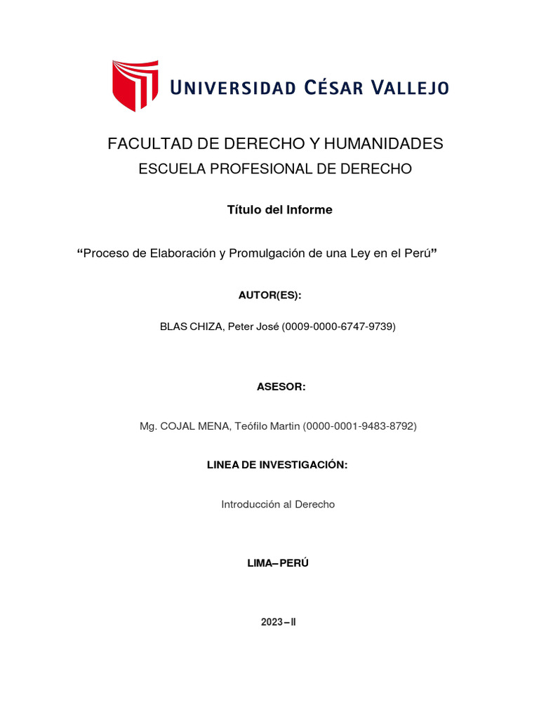 Proceso de Ley en Perú: Elaboración y Promulgación | PDF | Perú | Bill ...
