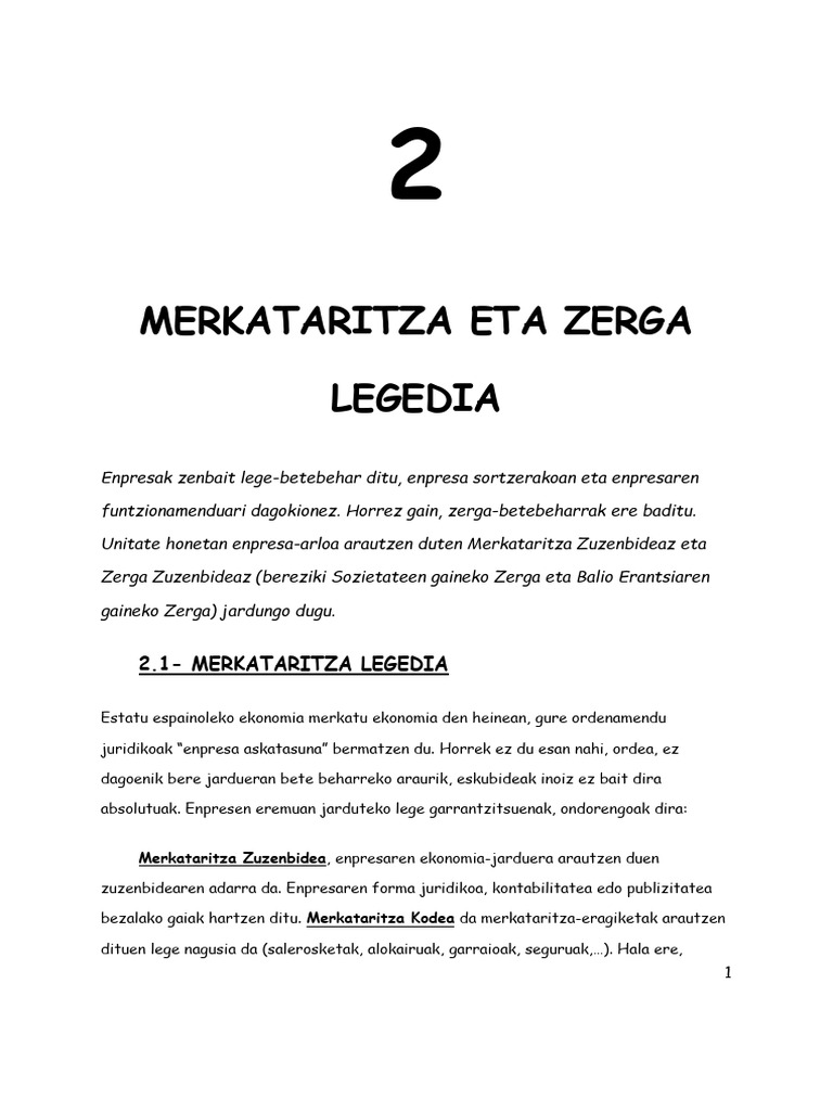 Merkataritza Zuzenbidea Eta Zerga Betebeharrak | PDF