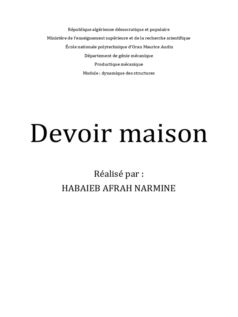Devoir Maison | PDF | Mécanique newtonienne | Sciences physiques