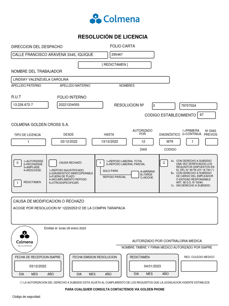 Resolución de Licencia Médica | PDF