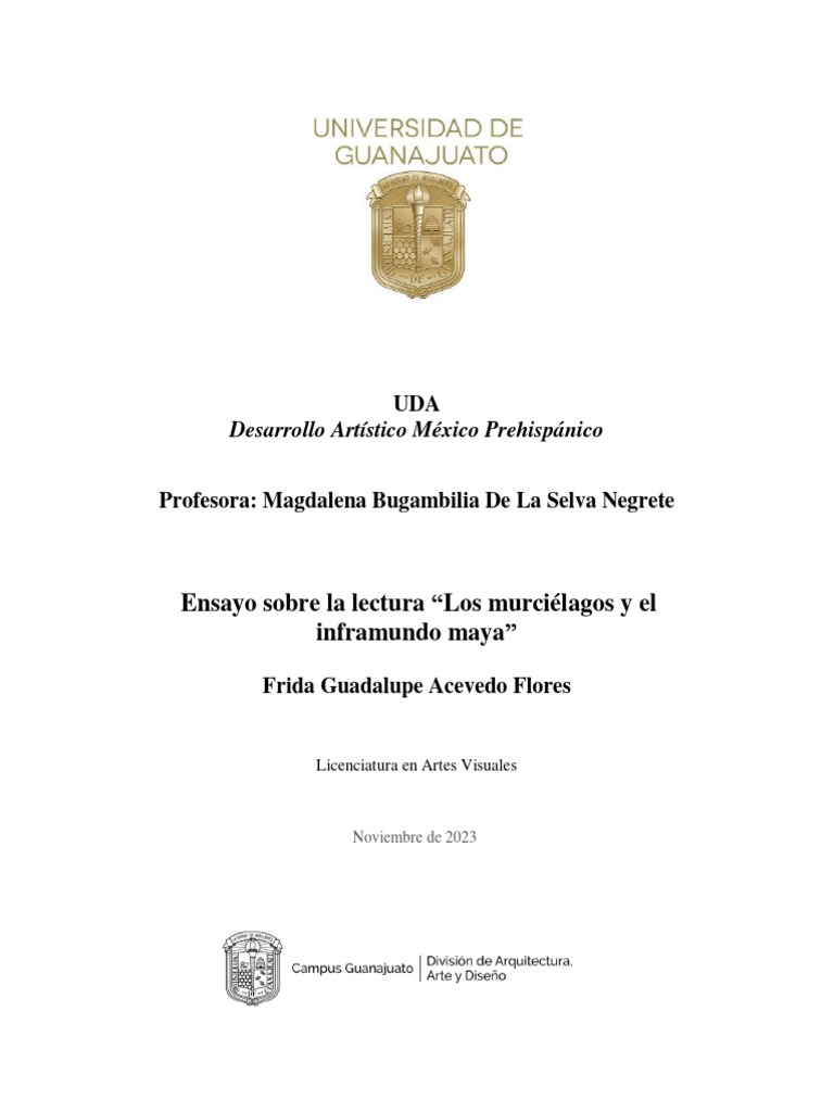 Ensayo Mayas - Frida Acevedo | PDF | Murciélago | Civilización maya