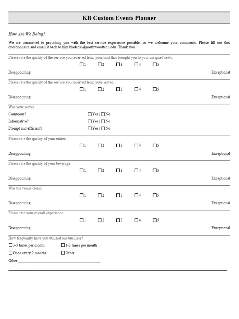 Course Survey Form Example