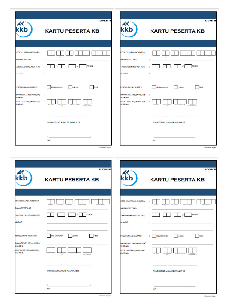 KARTU PESERTA KB | PDF