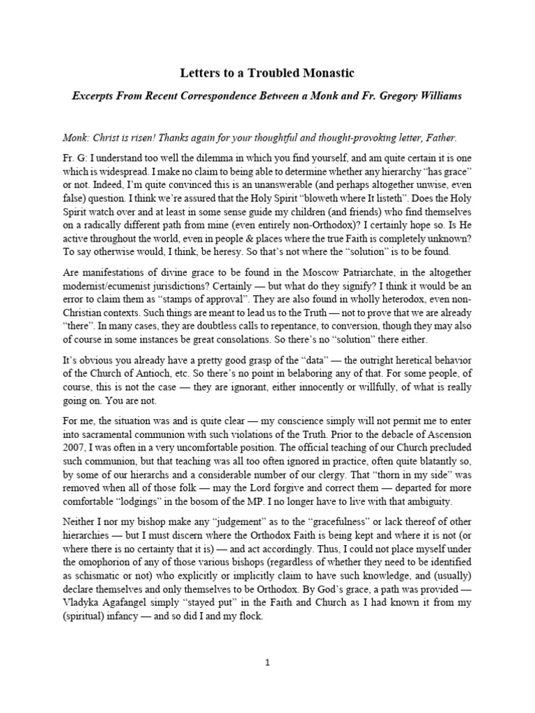 Letters on Monastic Dilemmas | PDF | Eastern Orthodox Church | Monk