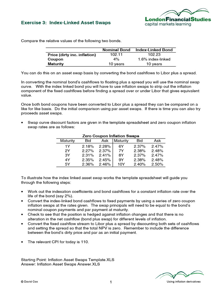 Exercise 3: Index-Linked Asset Swaps: Nominal Bond Index-Linked Bond ...