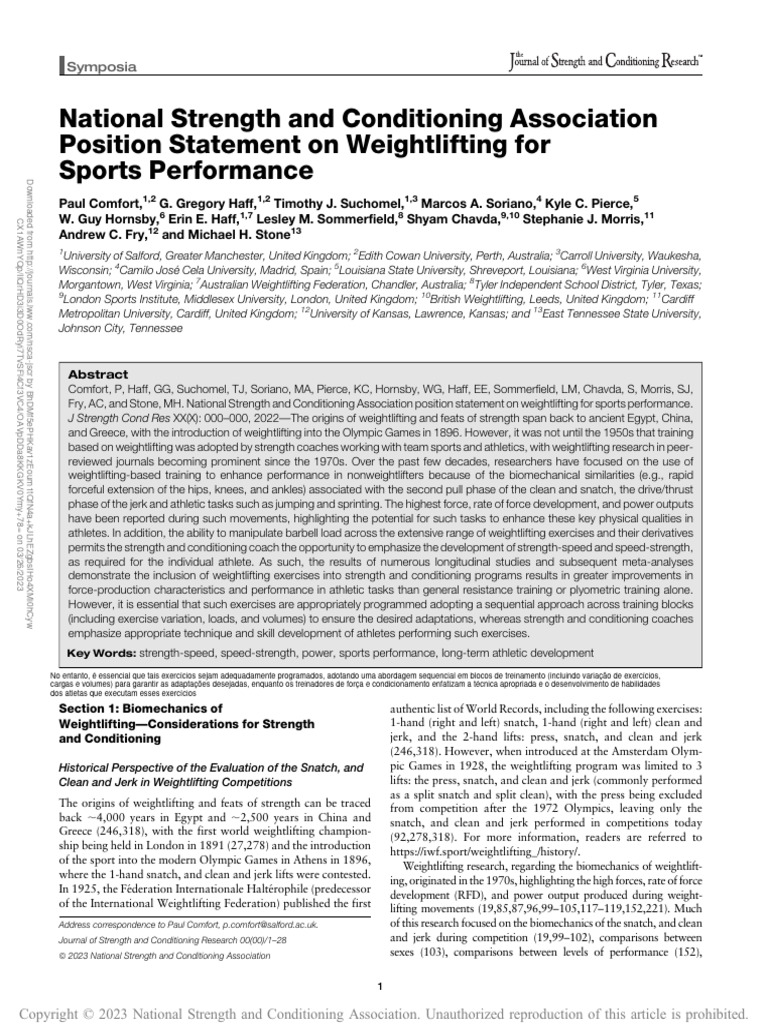 NSCA Weightlifting for Sports Performance | PDF | Weight Training ...