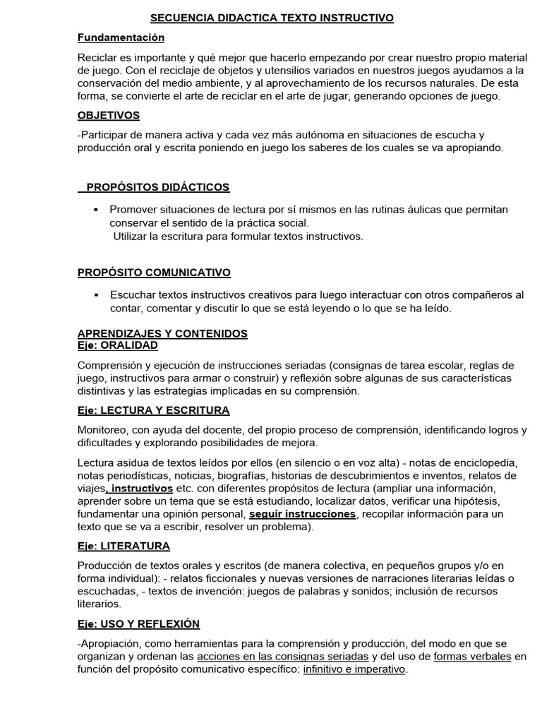 SECUENCIA DIDACTICA TEXTO INSTRUCTIVO. 4 Grado | PDF | Fonética | Comunicación humana
