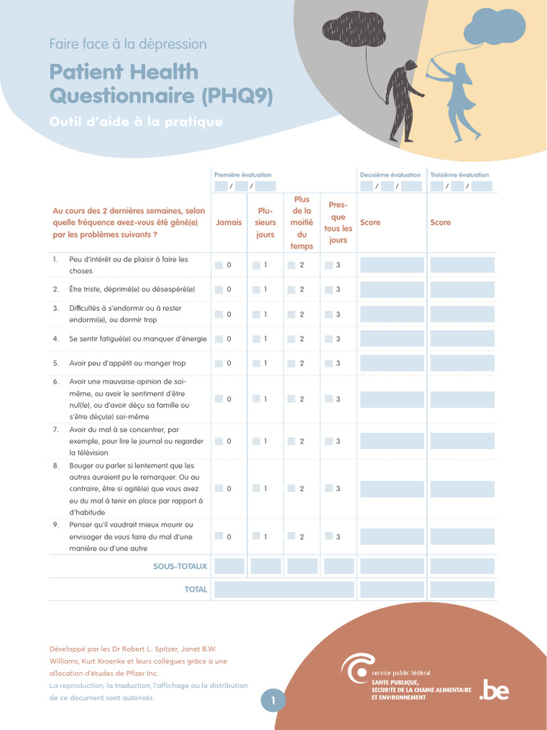 PHQ9 - Patient Health Questionnaire - Outils Dépression | PDF ...