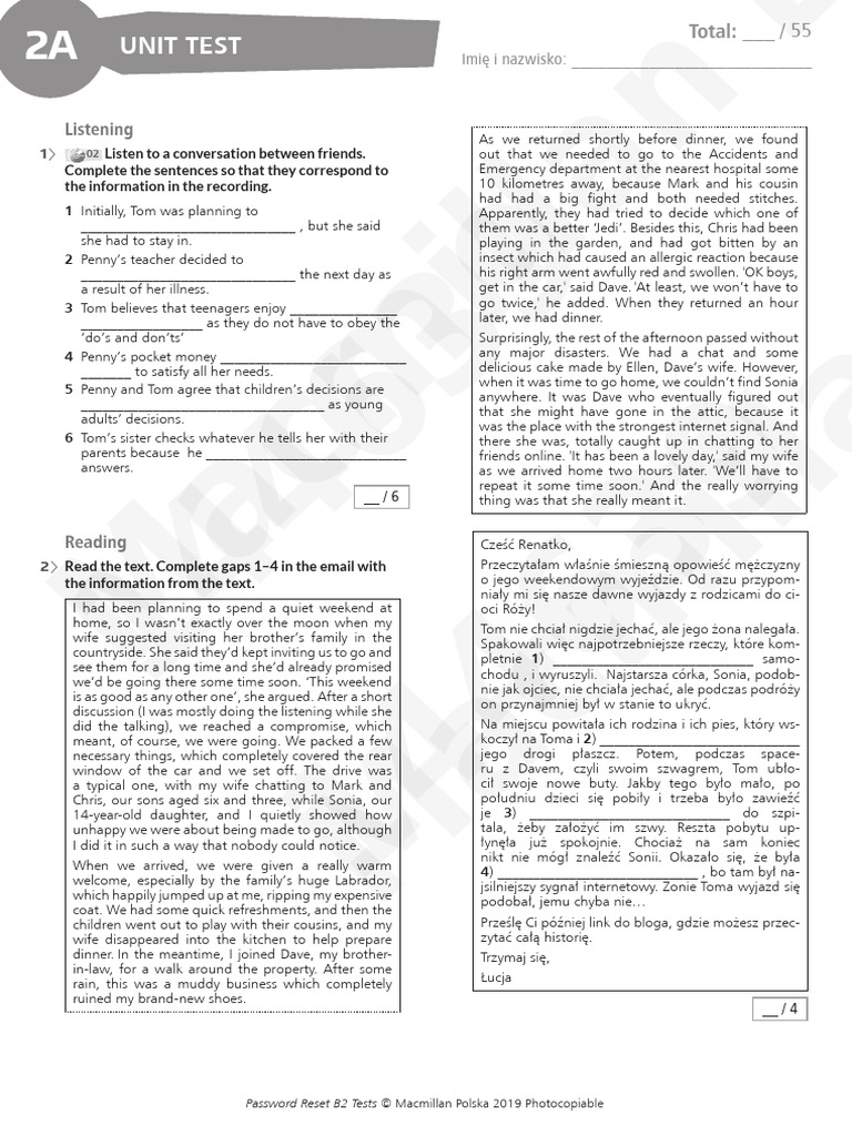 Password Reset B2 - UT - 2A | Download Free PDF | Language Mechanics ...