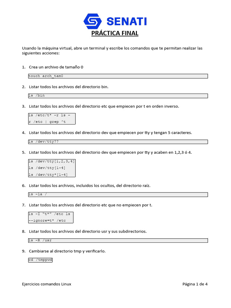 Ejercicios Comandos Linux | PDF | Sistema de archivos | Archivo de computadora