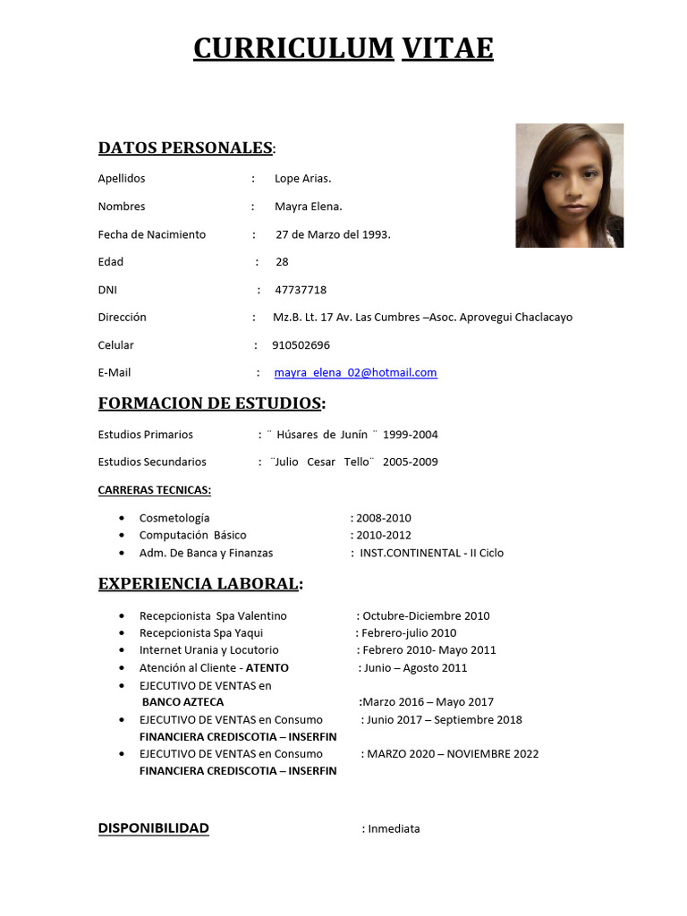CV Mayra Elena Lope Arias | PDF