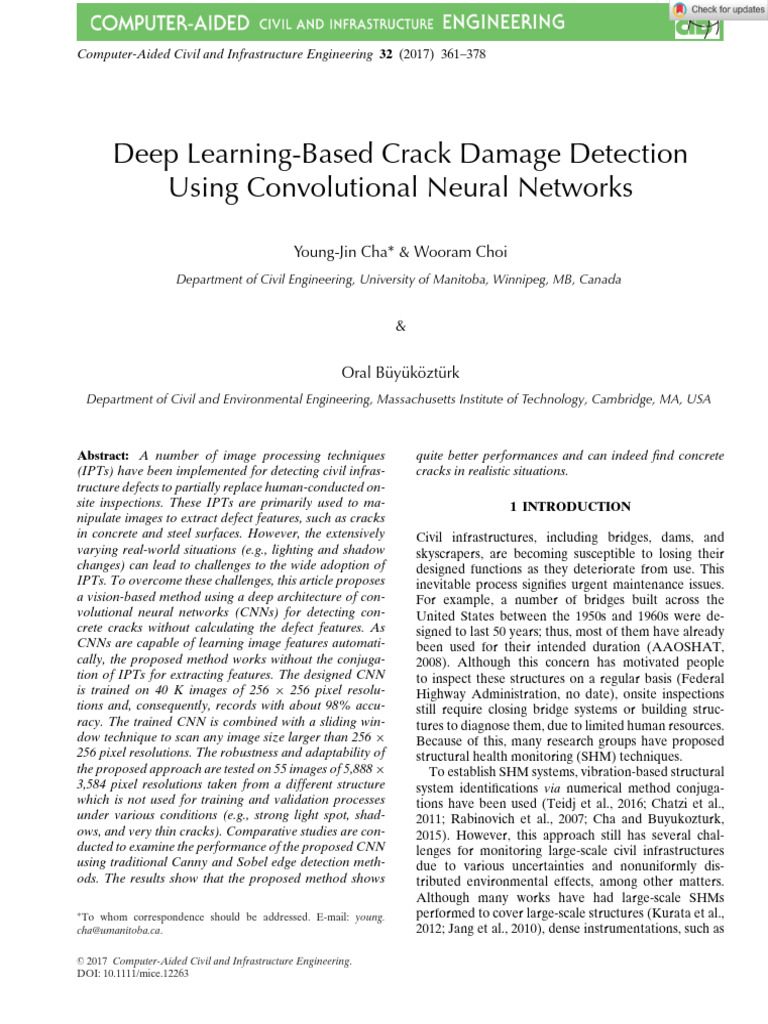 Computer Aided Civil Eng - 2017 - Cha - Deep Learning Based Crack Damage Detection Using ...