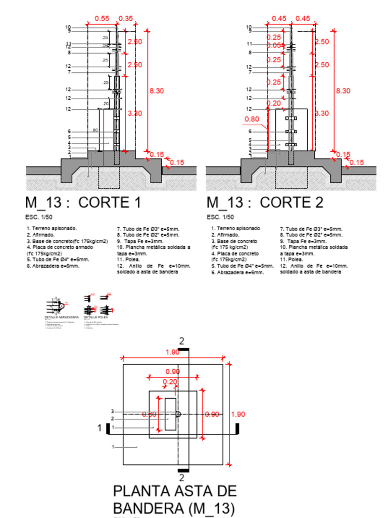Detalles de Construcción Asta de Bandera | PDF