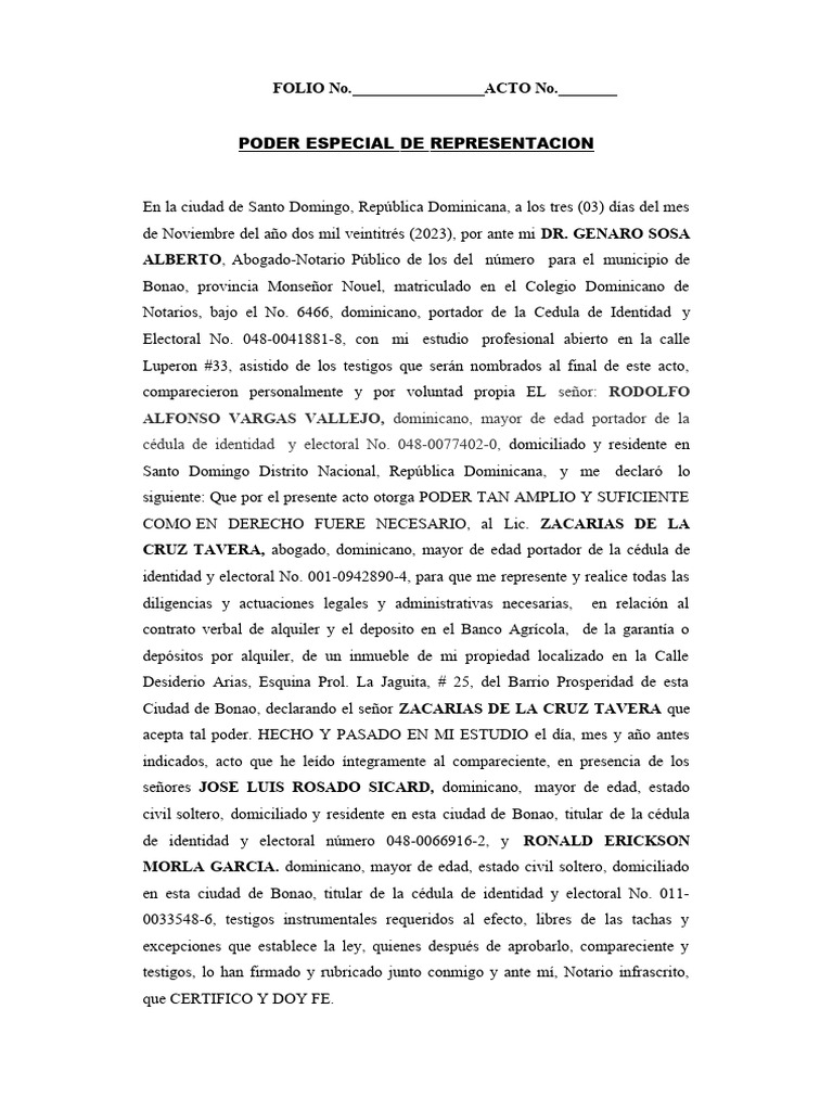 poder especial | PDF | República Dominicana | Gobierno