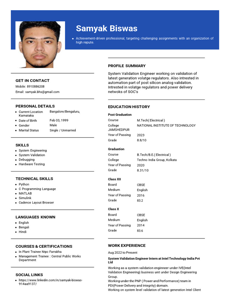 Resume Final | PDF | Electrical Engineering | Computer Science